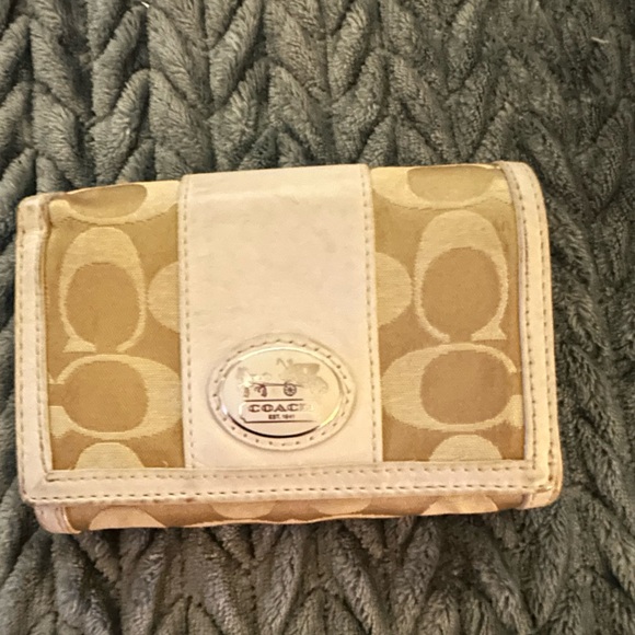 Coach | Bags | Coach Beige And Cream Wallet | Poshmark